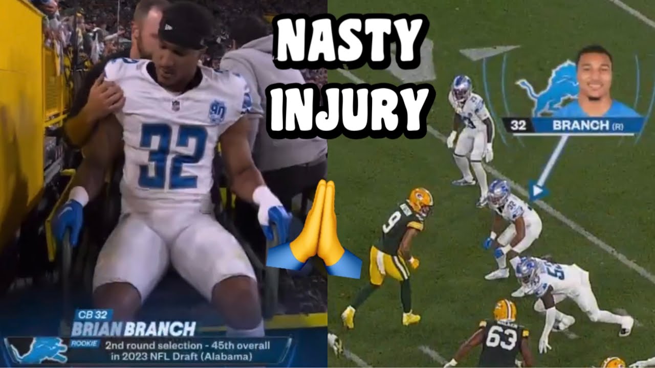 ROOKIE Brian Branch INJURED & CARTED OFF Vs Packers 😱 2023 Lions Vs ...