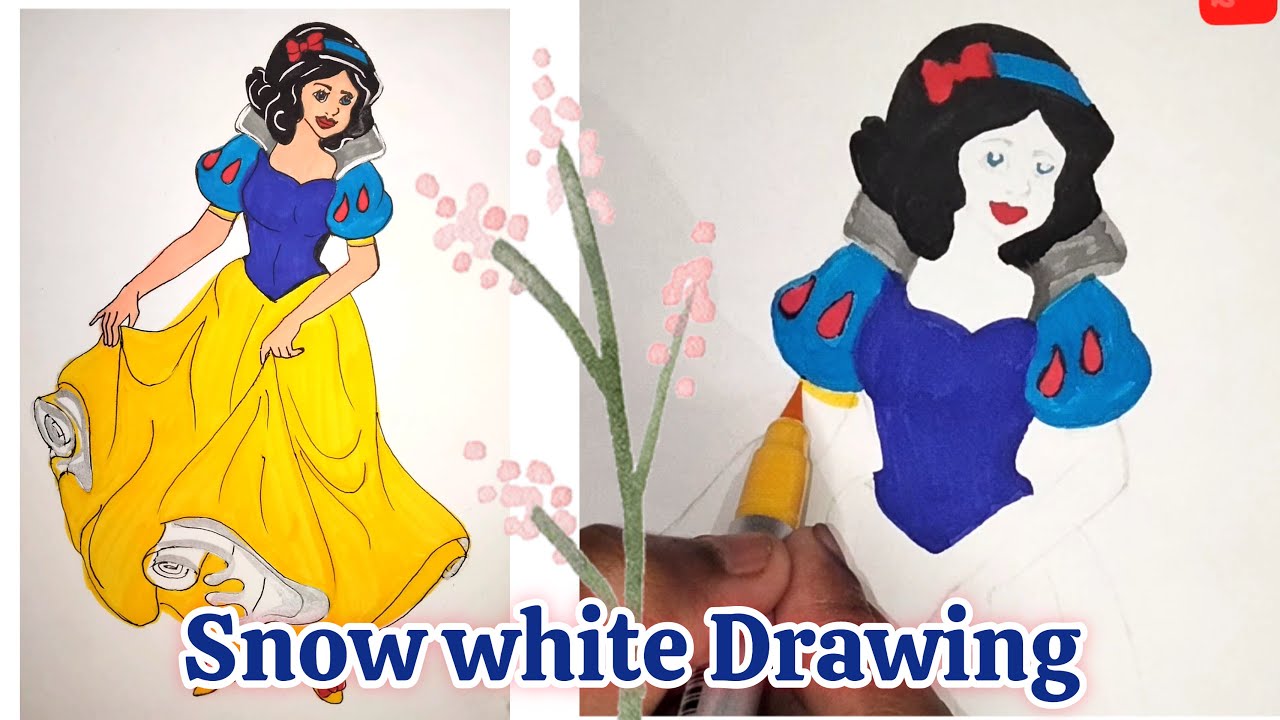 How to draw snow white l Easy Step by Step l Disney Princess Drawing l ...