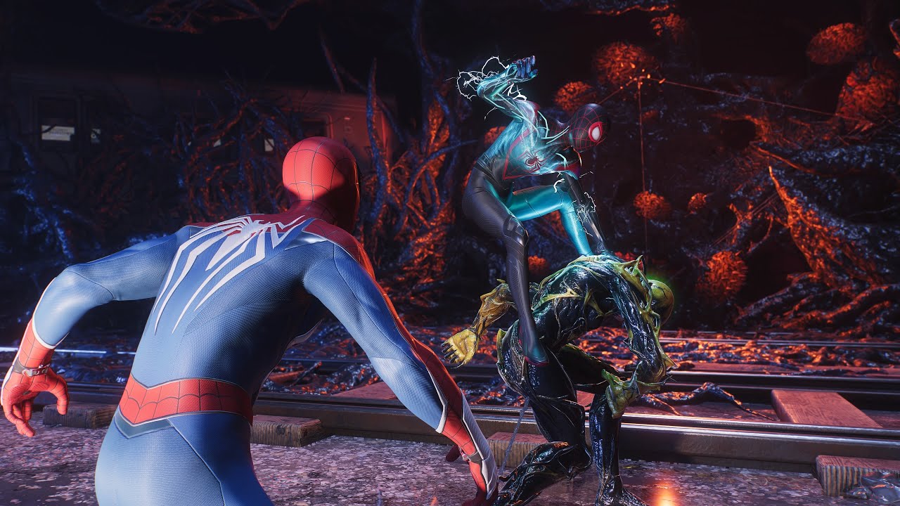 Peter and Miles's smooth COMBAT in subway station - Marvel's Spider-Man ...