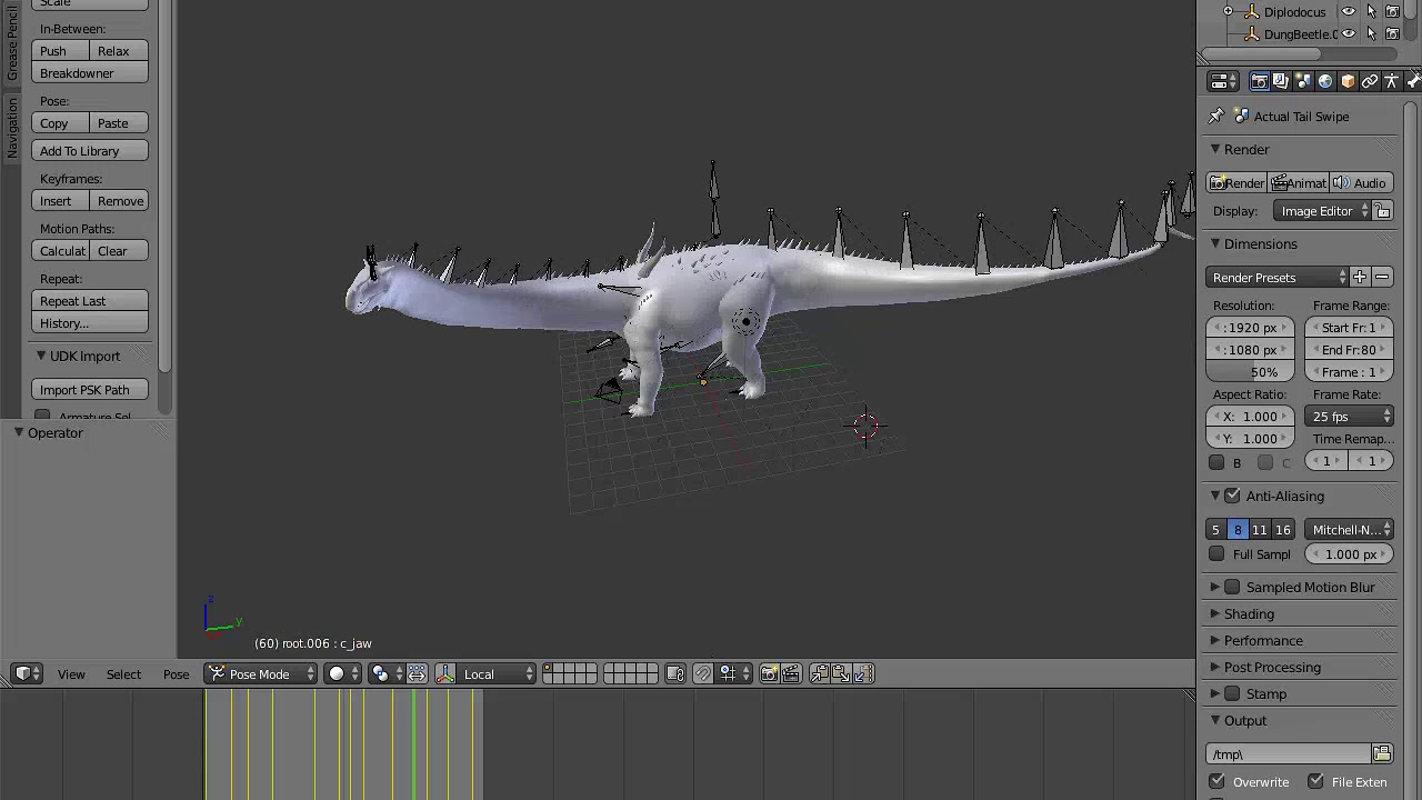 Diplodocus tail whip animation - YouTube