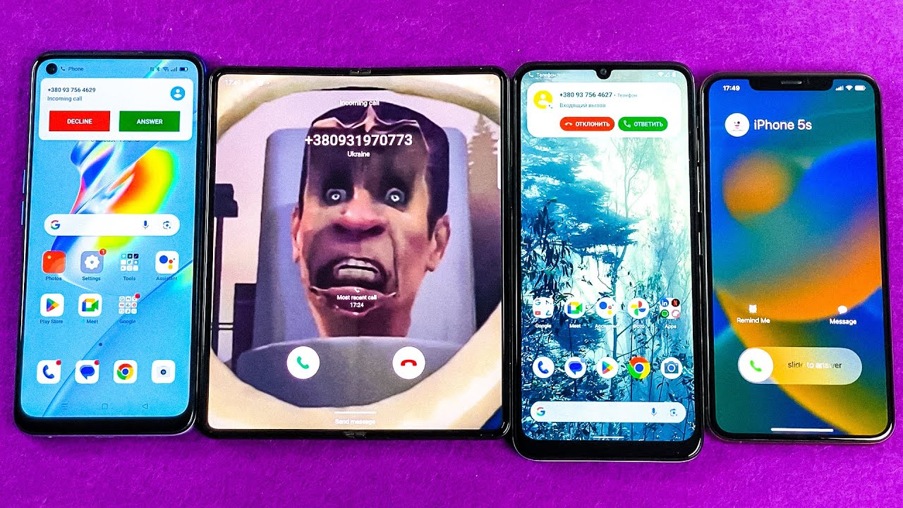 OPPO A54 + Samsung Z Fold 4 + Nokia G31 + iPhone XS MAX Incoming Call ...