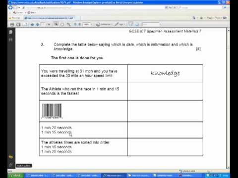 GCSE ICT Data Information and Knowledge Past Paper Question - YouTube