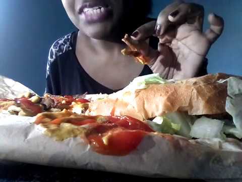 MUKBANG/ASMR :MESSY MARCOS PHilly Cheese steak sub and Hey it's been ...
