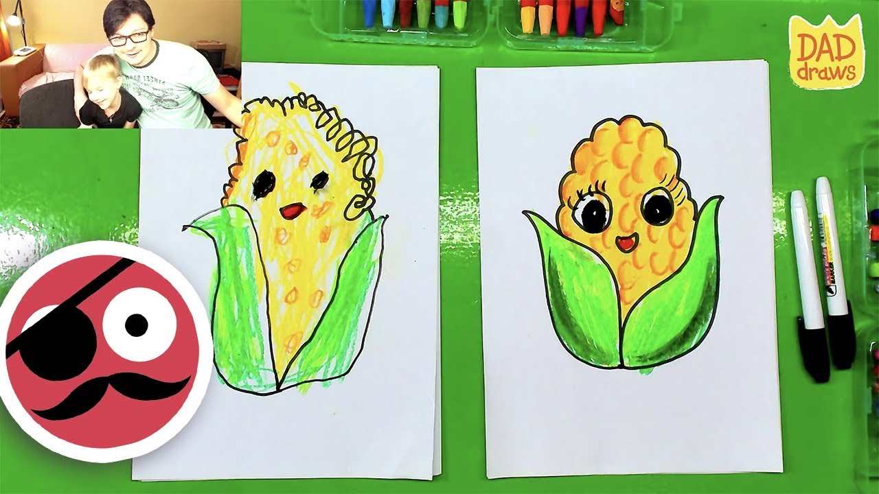 How To Draw Funny Cartoon Corn - YouTube