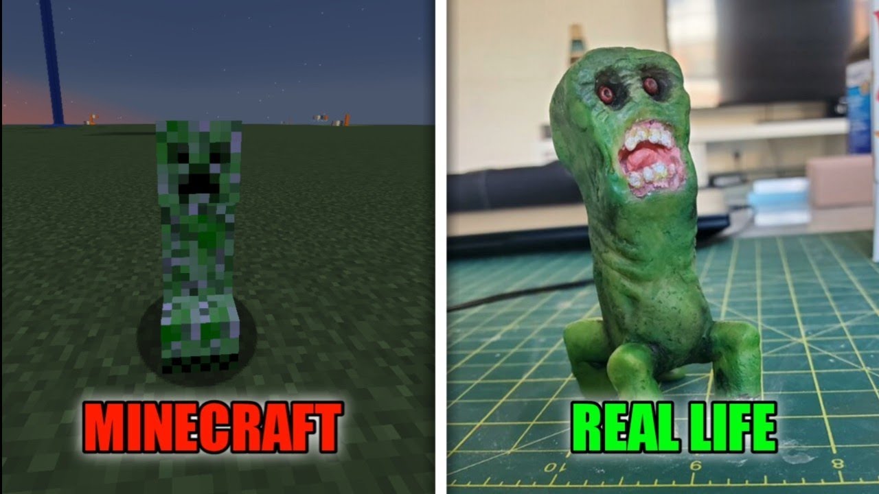 Mobs from Minecraft in real life - YouTube