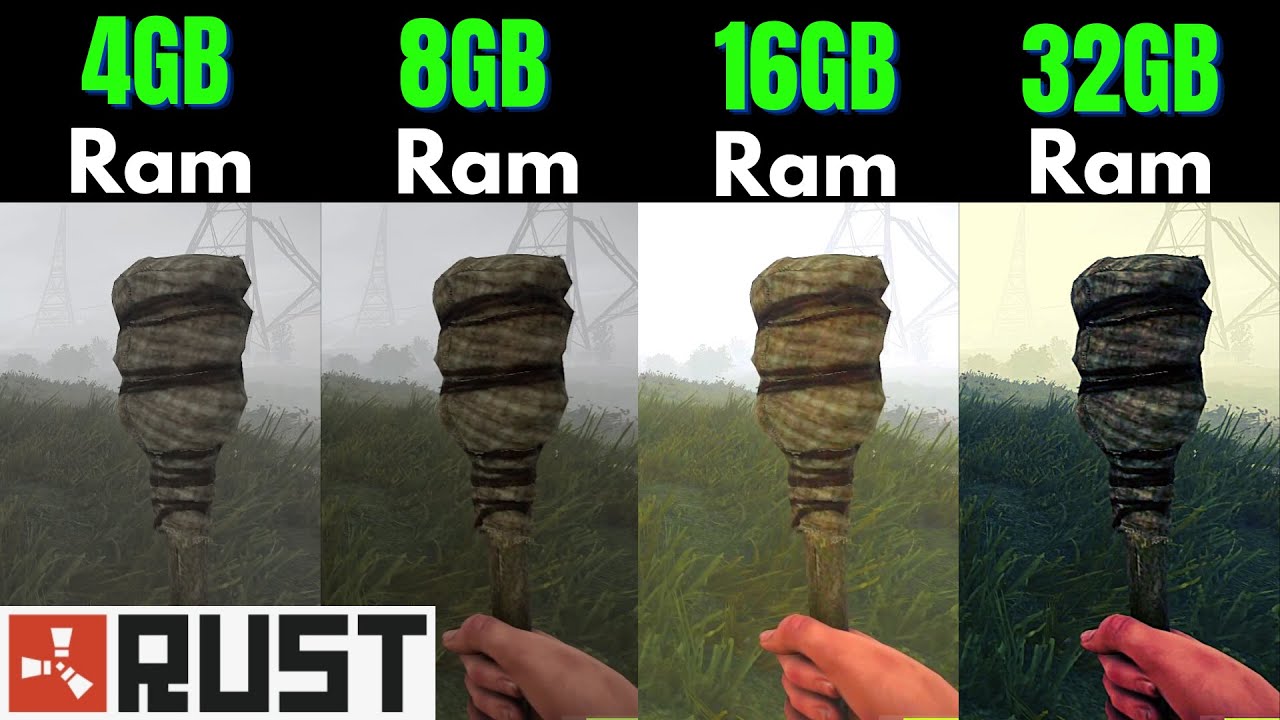 Rust 4gb ram vs 8gb ram vs 16gb ram vs 32gb ram - YouTube