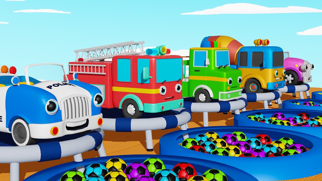 Ten in the Bed Song + Humpty Dumpty | Cars Jumping on Trampolines ...