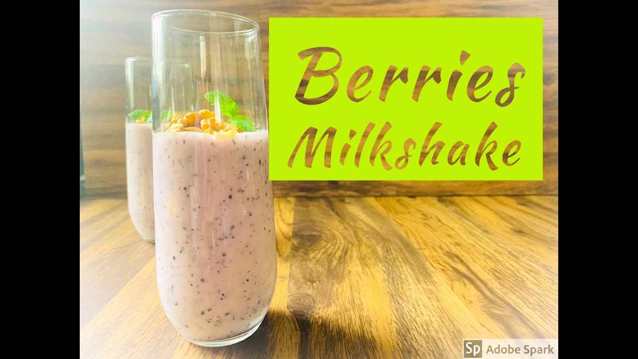 Berries Milkshake | How to make Milkshake | Simple no sugar Milkshake ...