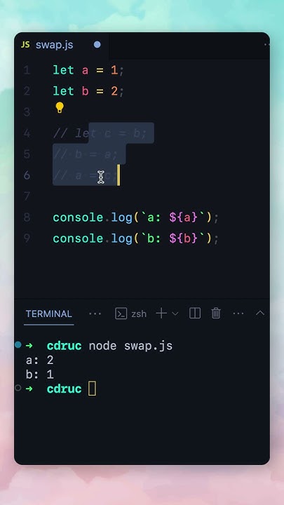 JS Swapping trick #javascript #js #devtips - YouTube