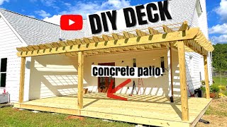 I built a GIANT deck over my concrete patio. Backyard Transformation stage 2.