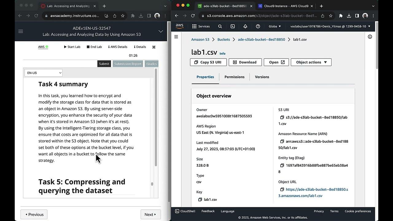 AWS Academy Data Engineering Lab: Accessing and Analyzing Data by Using Amazon S3 - YouTube