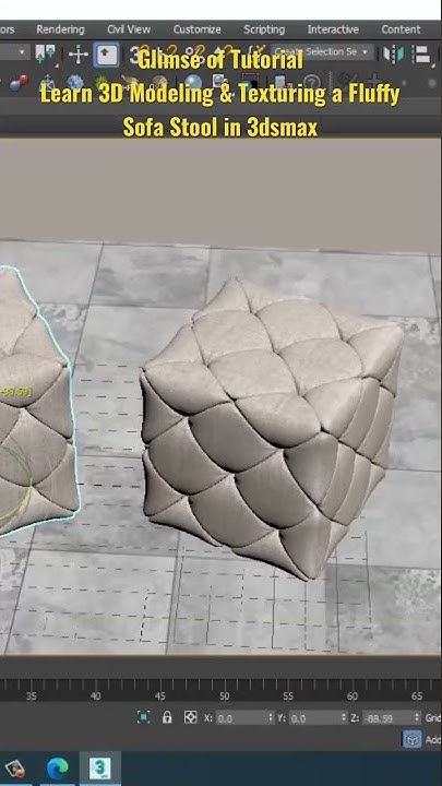 Learn 3D Modeling & Texturing a Fluffy Sofa Stool in 3dsmax. #3d #tutorial #interiordesigning ...