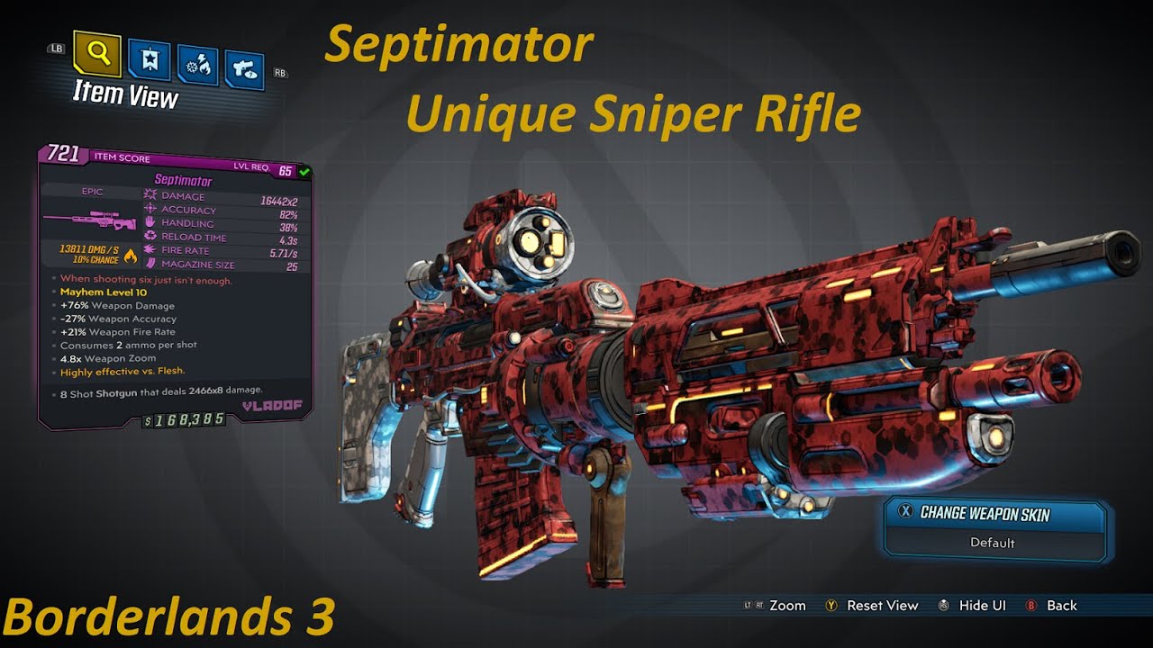 Borderlands 3: Septimator, unique sniper rifle with under barrel ...