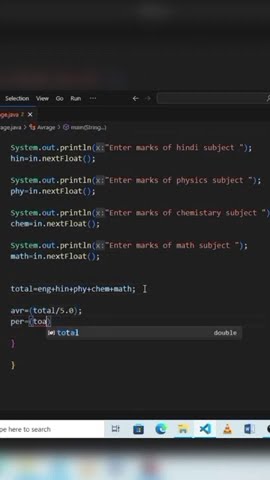Program Calculate Total and Average Marks Of 5 Subject in 60 second#average #java #coding # ...