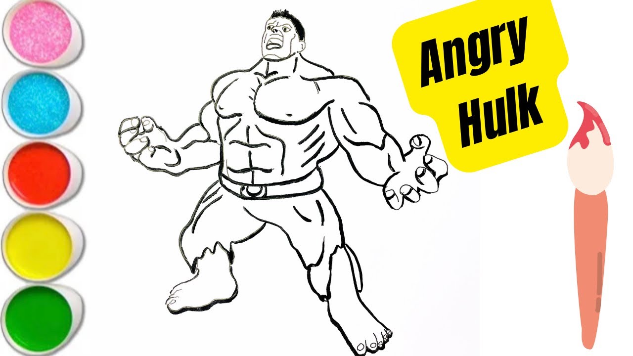 Hulk Drawing, Painting, Colouring for kids & Toddlers | How to draw ...