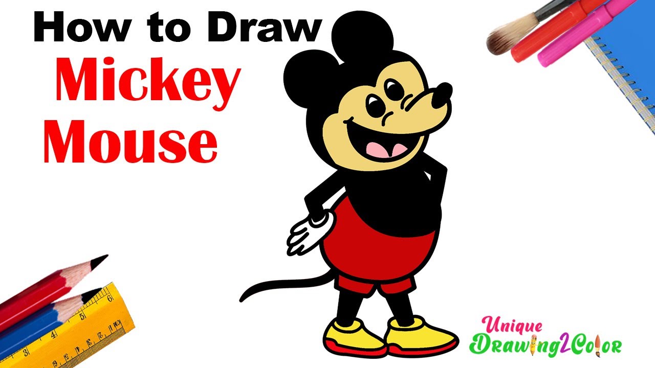 How To Draw Mickey Mouse Full Body Step By Step