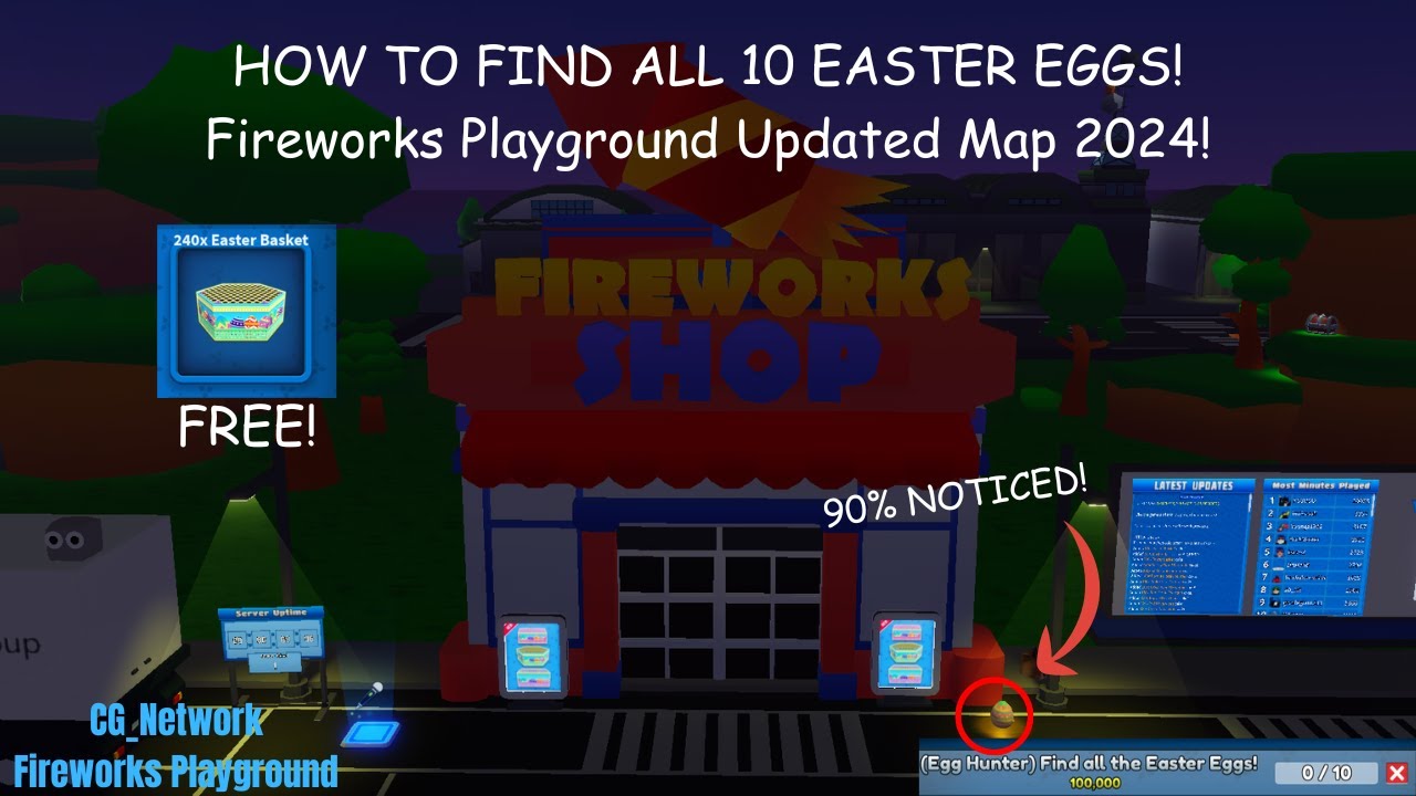 [OUTDATED] OMG! FREE 240x Easter Cake! | How to find ALL Easter Eggs in Firework Playground ...