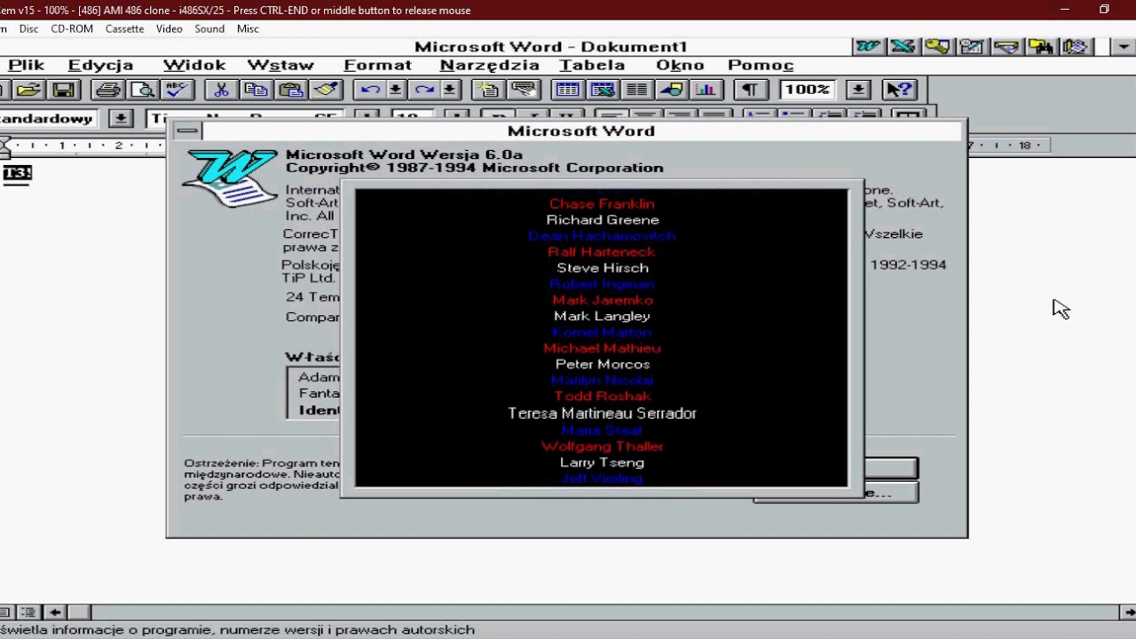 Microsoft Word 6 0 Easter Egg - YouTube