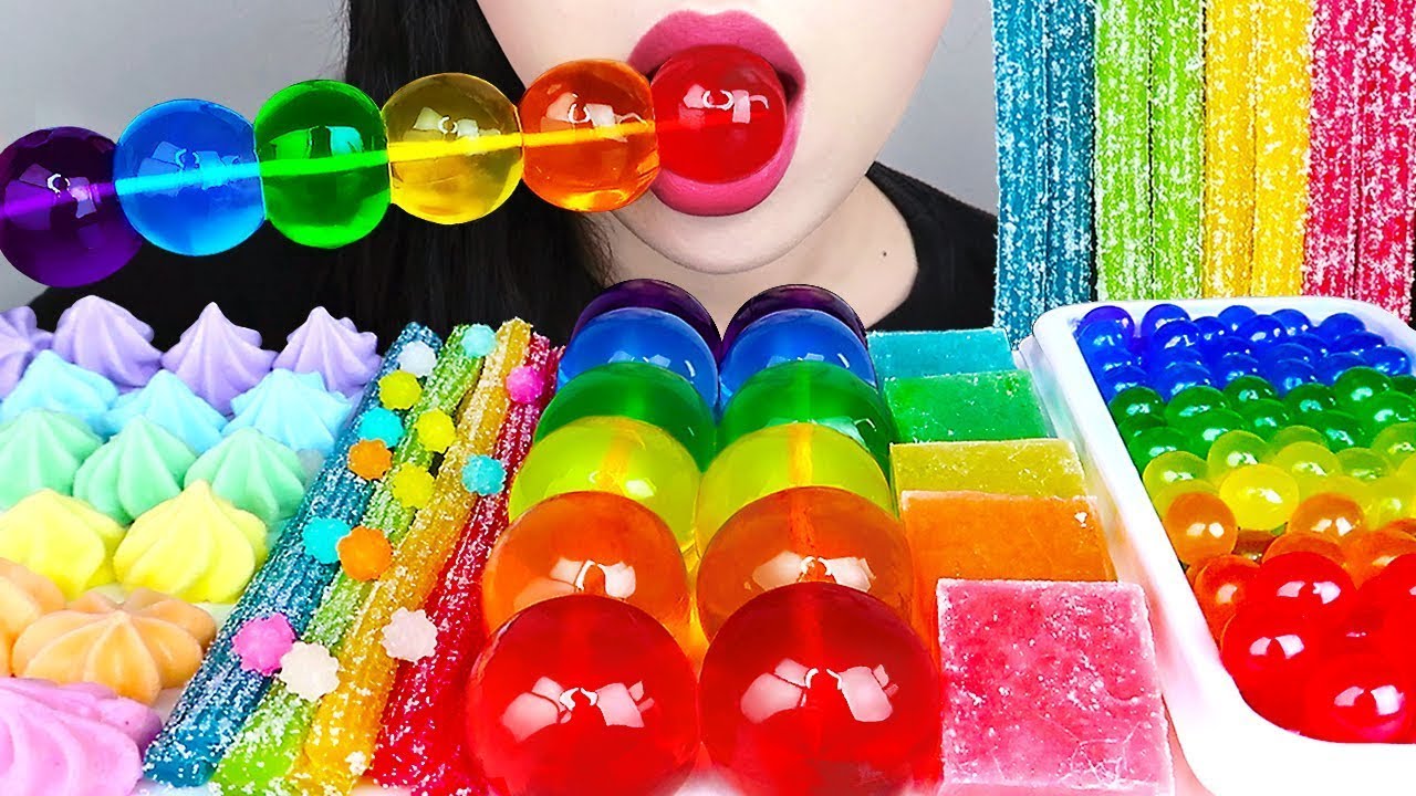 MOST POPULAR FOOD FOR ASMR *RAINBOW PARTY* POPPING BOBA, JEWELRY JELLY, GUMMY, COOKIES MUKBANG ...