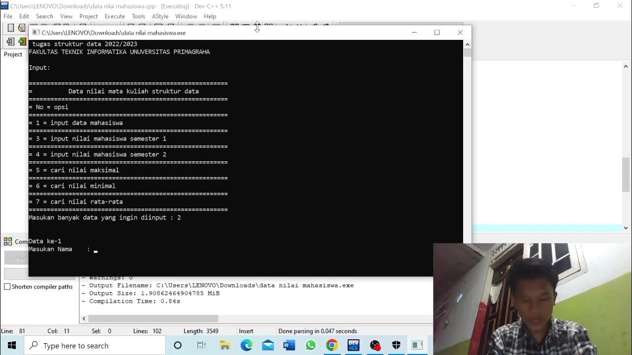 struktur data linklist program nilai data mahasiswa menggunakan c++(array). - YouTube