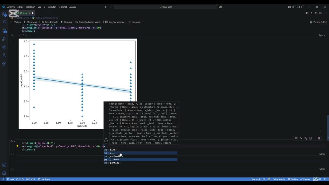 Gráfico de regresión en la biblioteca Seaborn Regplot - YouTube