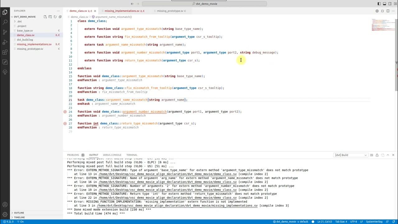 How to Align Declarations and Implementations of Extern Method in the DVT IDE for VS Code - YouTube