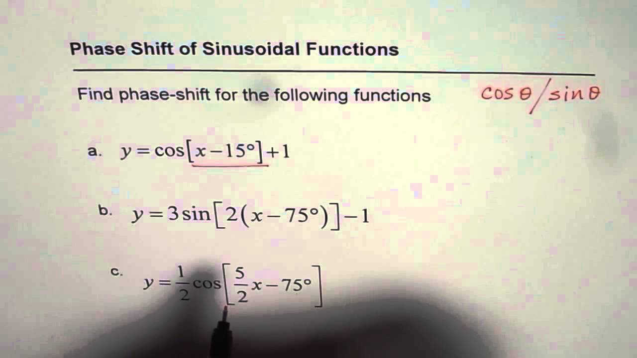 Q1 Phase Shift of Sinusoidal Transformed Function - YouTube
