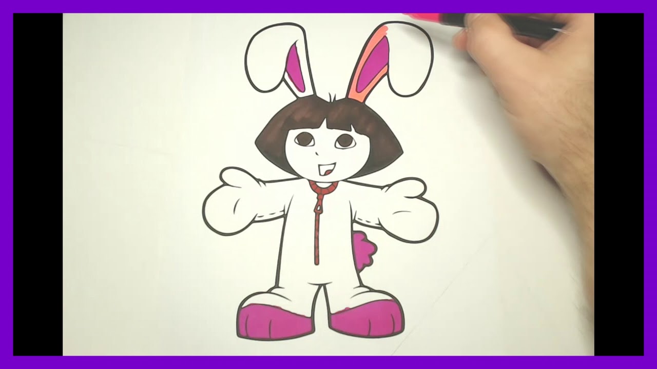 Coloring Dora the Explorer in Disguise the Rabbit | Dora the Explorer ...