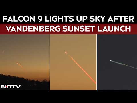 SpaceX Falcon 9 Lights Up Vandenberg Sky at Sunset in Stunning Starlink Launch