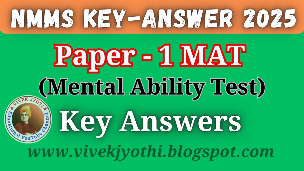 NMMS 2025 MAT Key Answers | nmms question paper Key-Answer | Mental ...