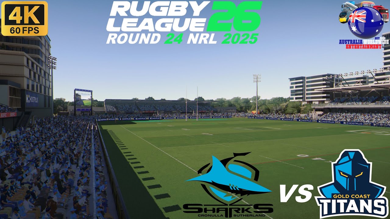 Cronulla Sharks Vs Gold Coast Titans Round 24 - 16/8/25 Rugby League 26 ...
