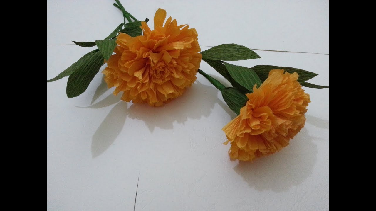 How To Make Marigold Paper Flower From Crepe Paper Craft Tutorial how-to-make-marigold-paper-flower-from-crepe-paper-craft-tutorial