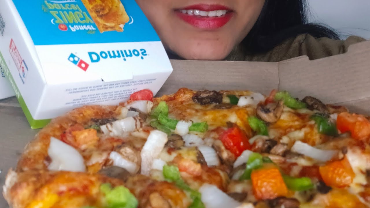 EATING DOMINO'S FARMHOUSE PIZZA|ZINGY PARCEL|ASMR EATING (EATING SOUNDS ...