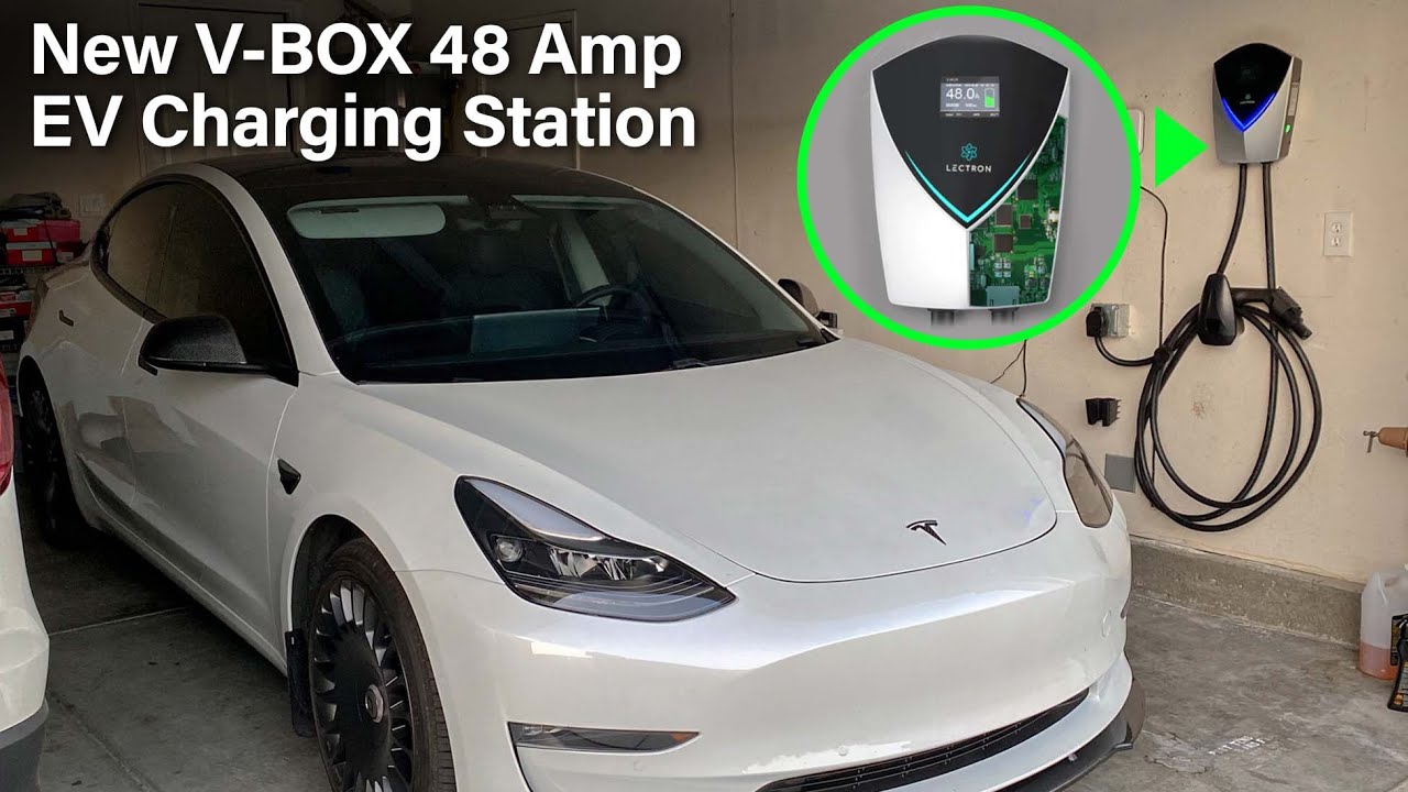 Testing New Tesla 48Amp charging station from Lectron on Tesla Model 3 ...