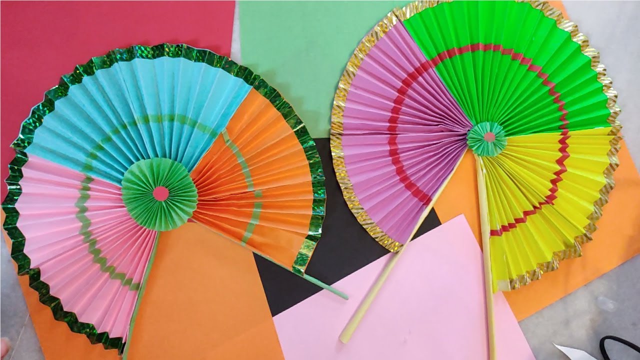 DIY PAPER FAN || EASY IN 2 MIN || CRAFT || PAPER FAN || - YouTube