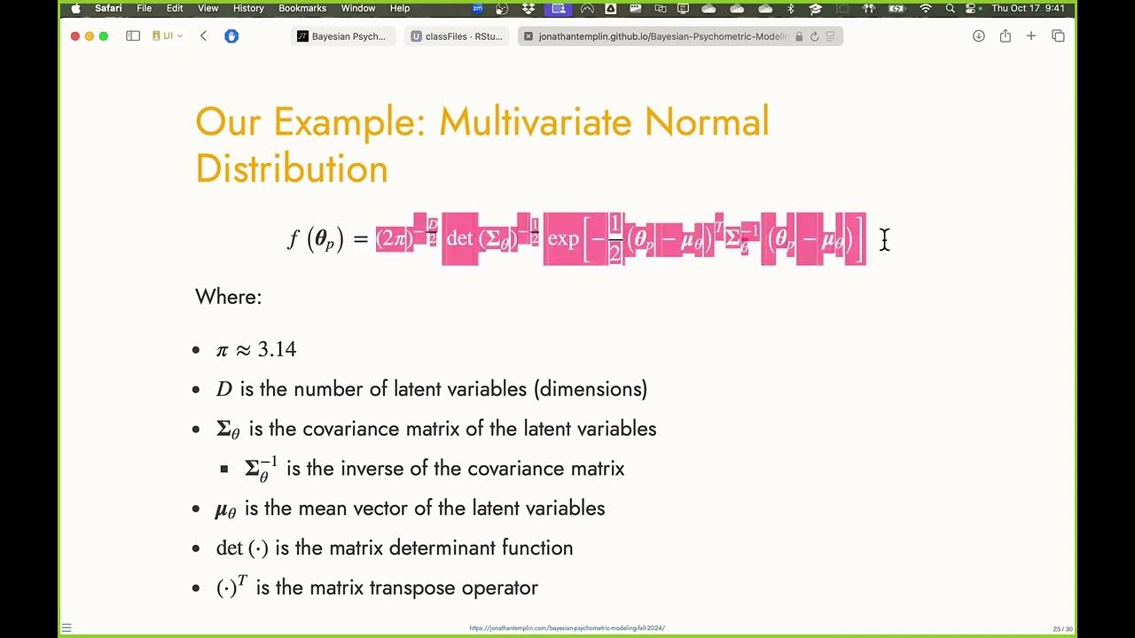 Class 12: Generalized Measurement Models (Lecture 04a, part 2, Bayesian Psychometric Models ...