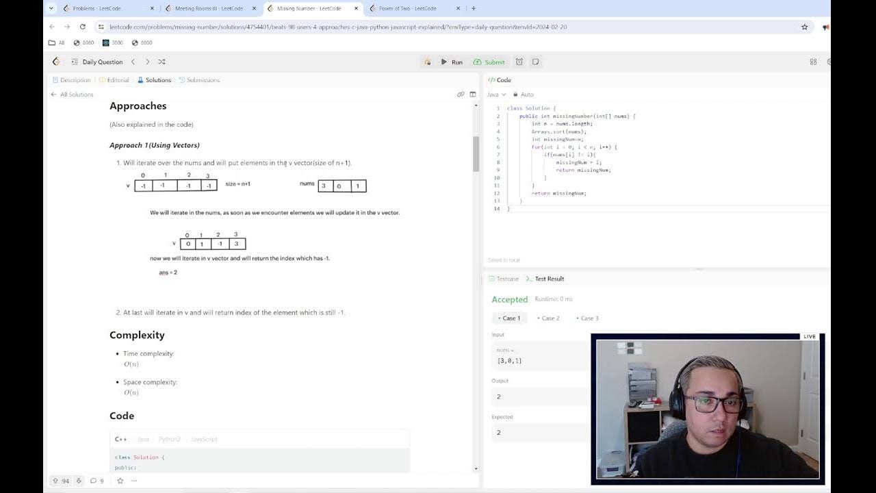 LeetCode Daily - Missing Number - 02/20/24 Challenge 268 - YouTube