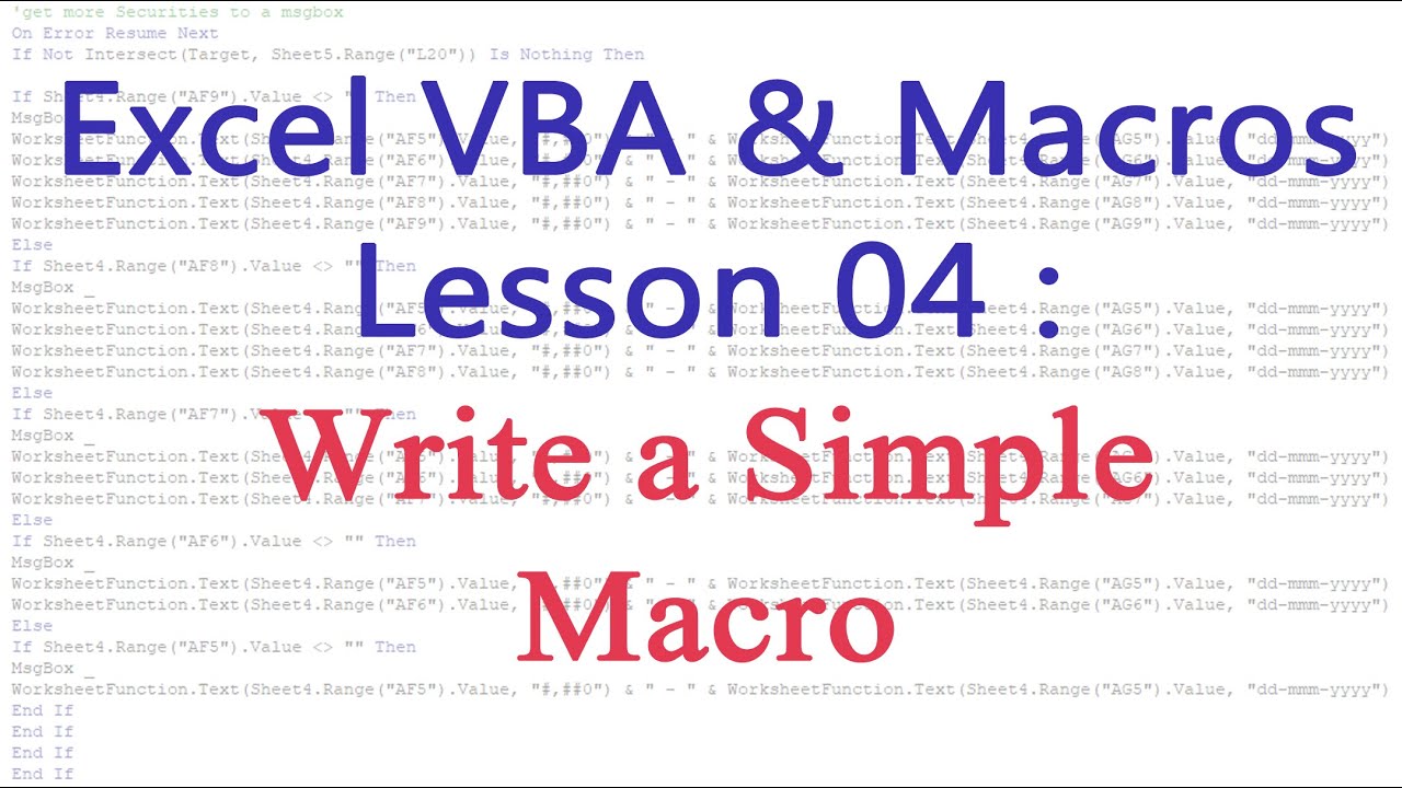 Excel Vba And Macros Write A Simple Macro Sinhala Tutorial Youtube 1487