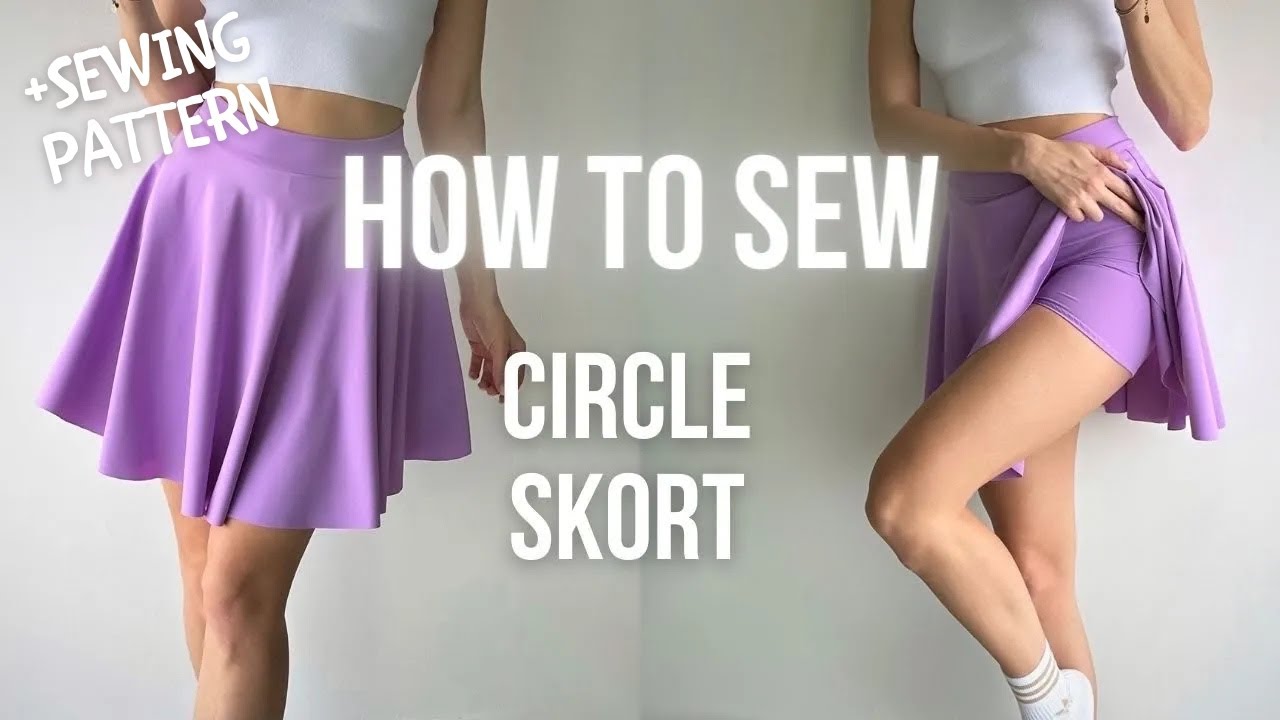 How to sew Circle SKORT | Flared skort | Skirt with shorts | Tennis skirt | Women skort pattern ...