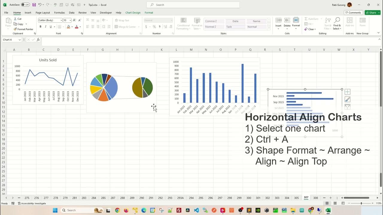 How to horizontal and vertical align chart graph in Excel? - Excel Tips and Tricks - YouTube