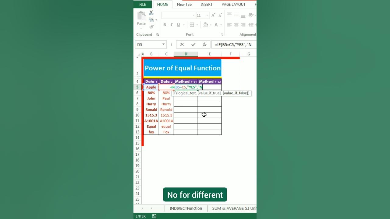 Power of Equal Function and Benefit of Equals To Sign, True False Function In Excel #excel - YouTube