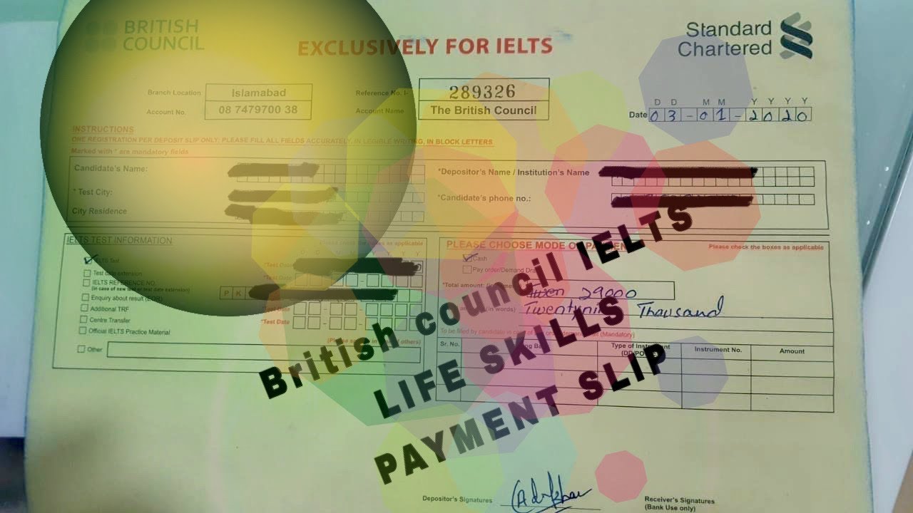 IELTS LIFE SKILLS A1 |PAYMENT SLIP FILLING |BRITISH COUNCIL - YouTube