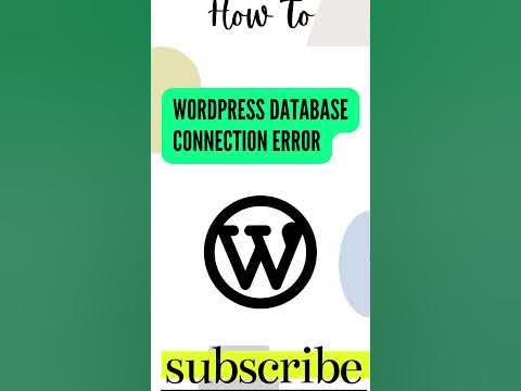 WordPress Database Connection Error - YouTube