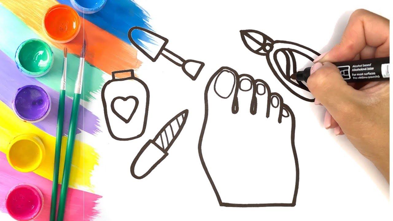 Drawing and Coloring a Pedicure/ Menggambar dan Mewarnai Pedikur ...