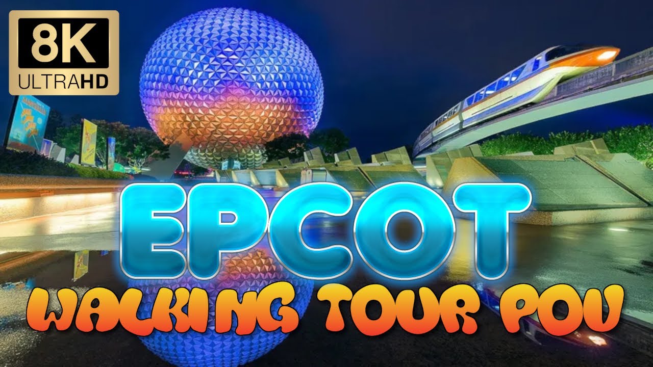 Epcot! Full Walking Tour of the Park with Commentary -- 8K Video Tour # ...