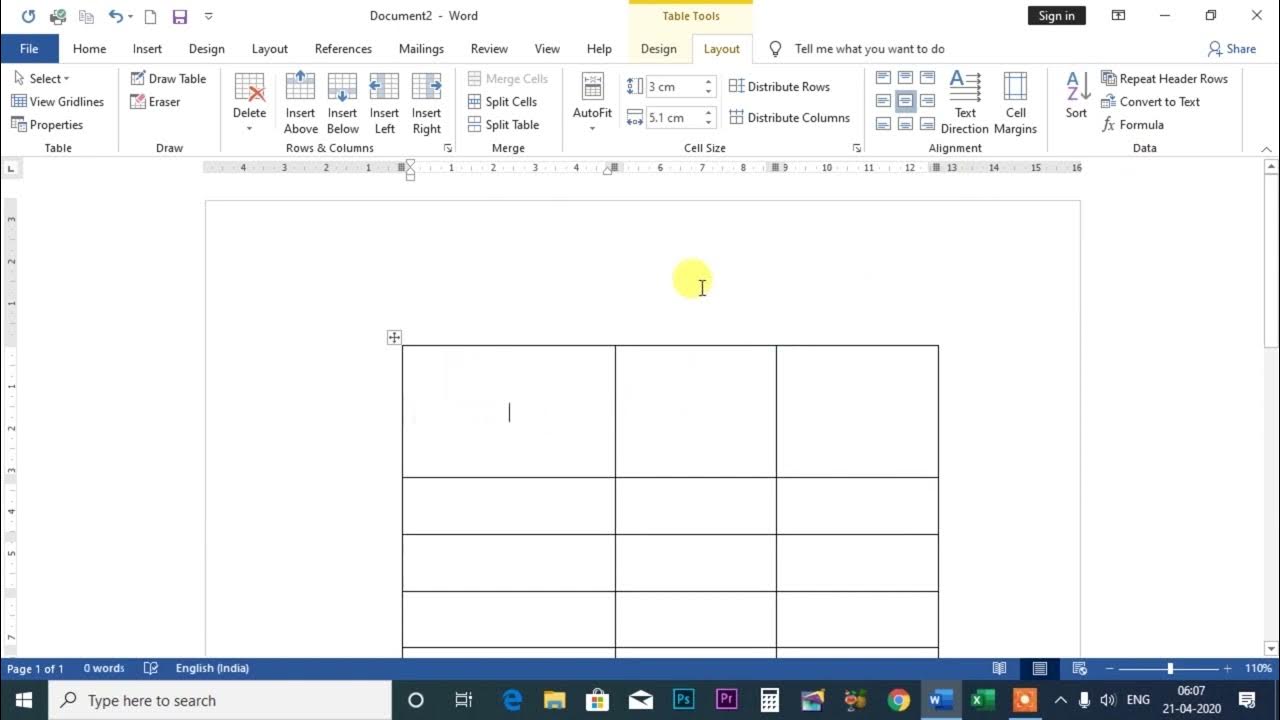 How to insert move and edit table in MS Word | Insert table and draw table I Part 15 I - YouTube