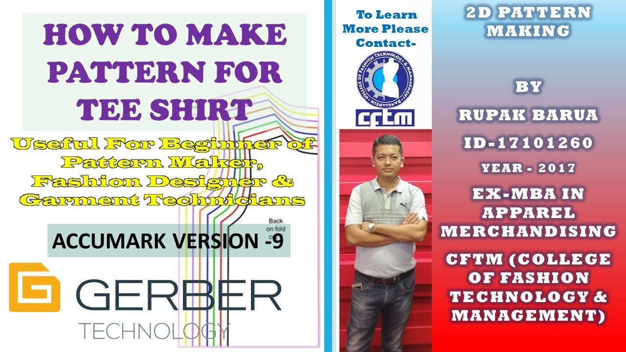 How to Make 2D Pattern in Gerber Accumark V9, Beginner, Tee Shirt - YouTube