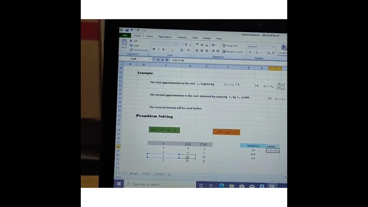 NEWTON RAPHSON METHOD USING EXCEL - YouTube