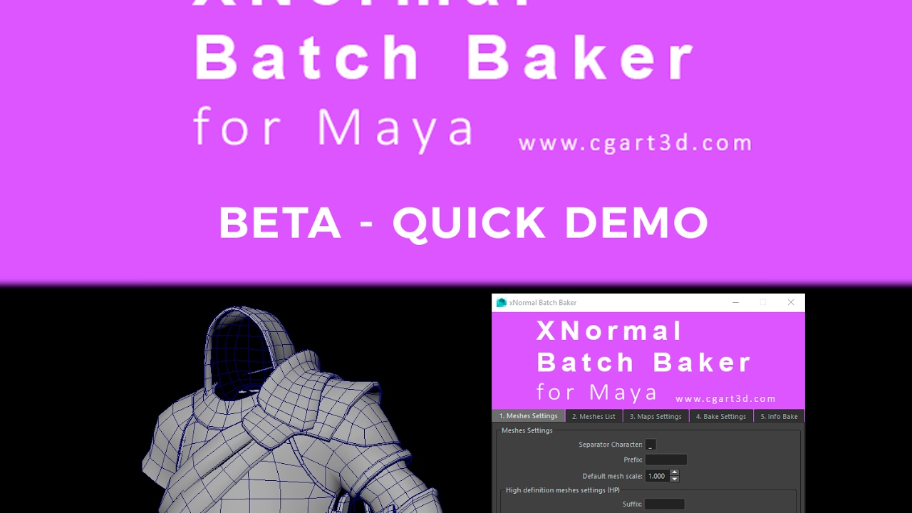 xNormal Batch Baker for Maya - Quick Demo | Tomás Poveda - www.cgart3d.com | - YouTube