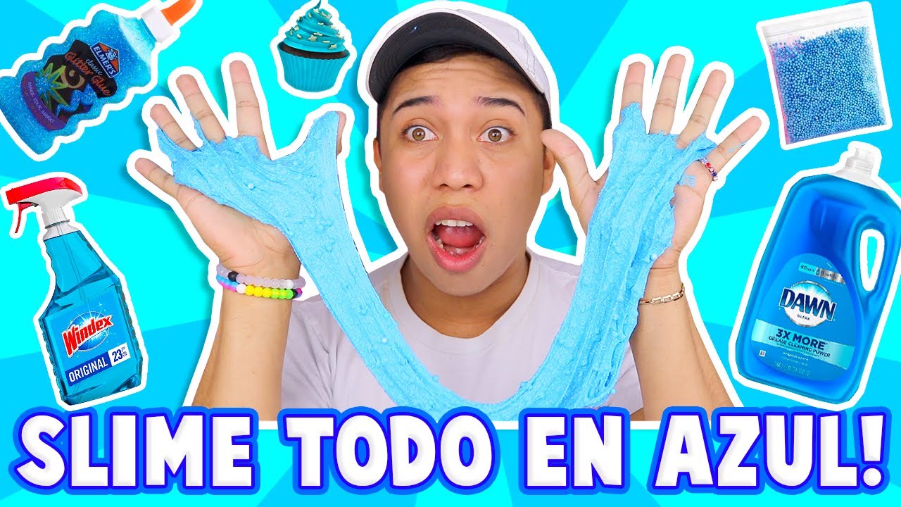 MEZCLANDO TODO AZUL EN SLIME - USO SOLO INGREDIENTES AZUL EN MI SLIME ...